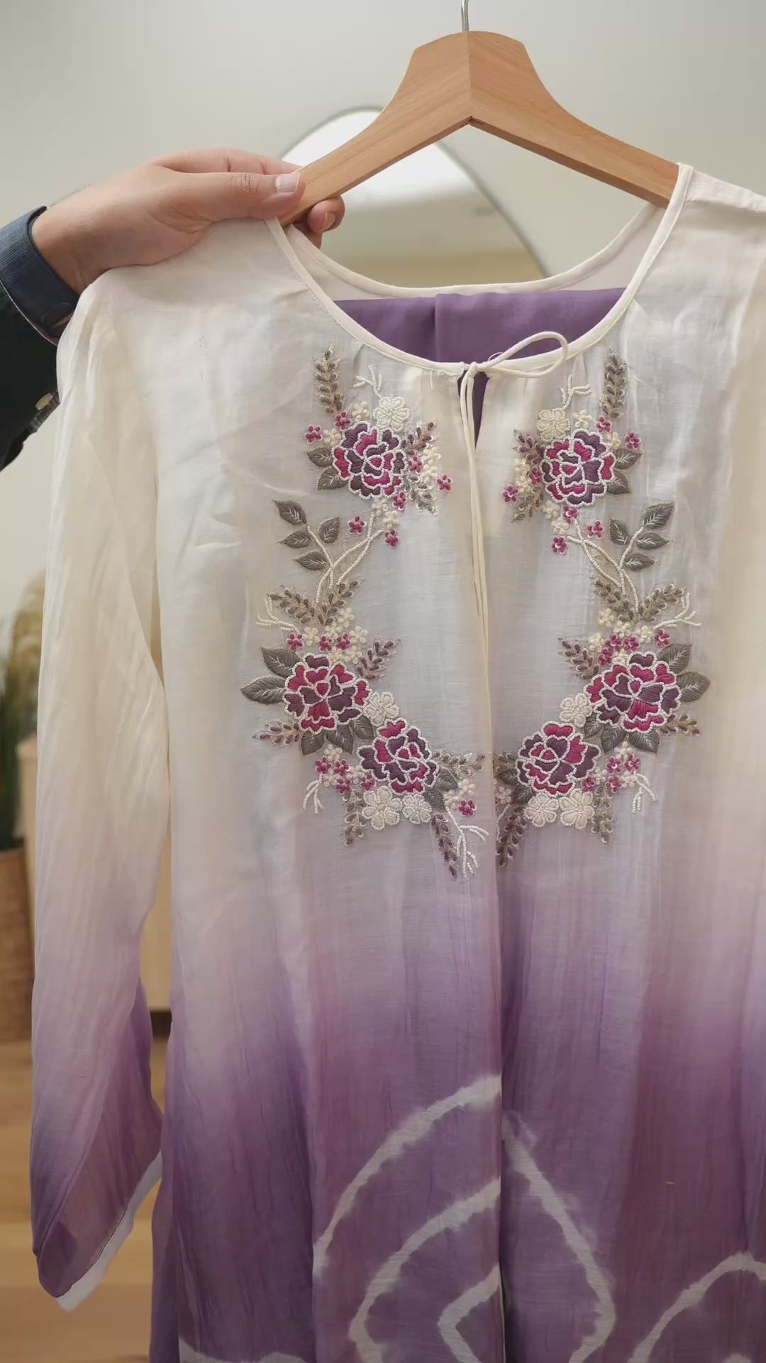 Blue and white Mulchanderi Coord Set with Ombre Shade, Batik Print & Y – houseoftara